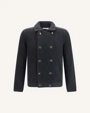 Brunello Cucinelli Marina Cardigan In English Rib Cashmere - Grey