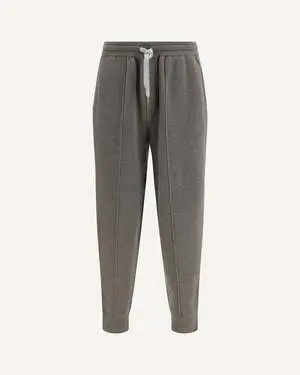 Brunello Cucinelli Doube-knit Cashmere Pants With Crête And Zips At The Hem Mae - Green