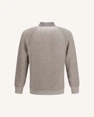 Brunello Cucinelli Cashmere Milano Stitch Polo Sweater With Zip