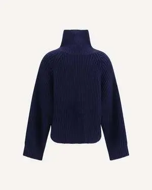 GANNI Wool Zip-neck Sweater Feale - Blue