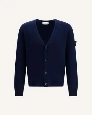 Stone Island Alpaca And Wool-blend V-neck Cardigan - Blue