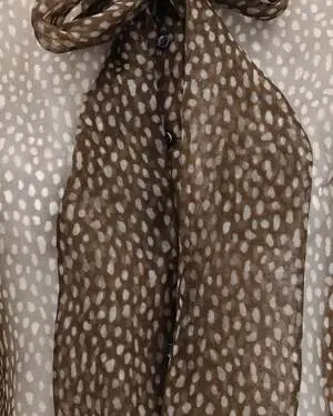 Brunello Cucinelli Dappe Sik Organza Shirt With Neck Tie Femae - Brown