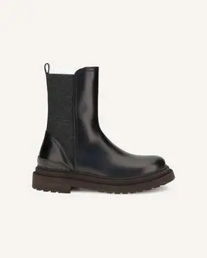 Brunello Cucinelli Leather Chelsea Ankle Boots - Black