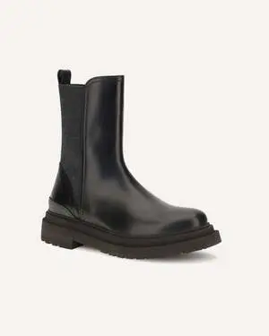 Brunello Cucinelli Leather Chelsea Ankle Boots - Black