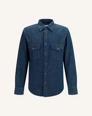 JACOB COHЁN R2 Western Cotton-deni Shirt Ale