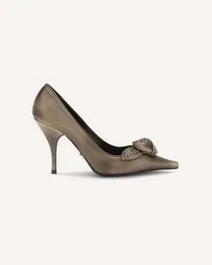 Prada Leather Pumps With Rose Appliqu