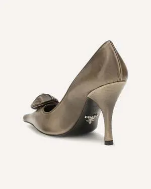 Prada Leather Pumps With Rose Appliqu