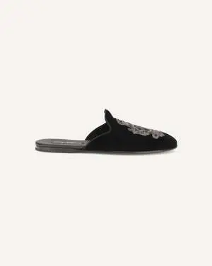 Dolce & Gabbana Velvet Slippers - Black