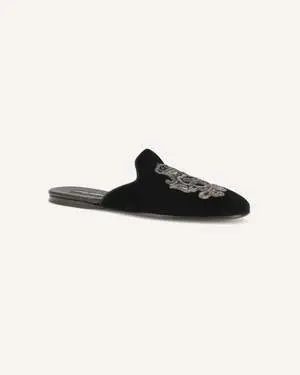 Dolce & Gabbana Velvet Slippers - Black