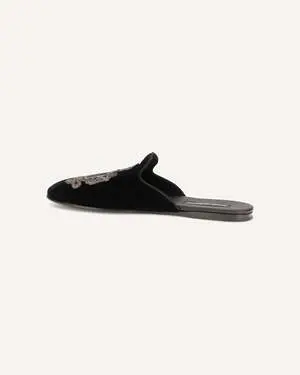 Dolce & Gabbana Velvet Slippers - Black