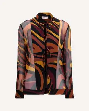 Emilio Pucci Creponne Shirt In Marmo Print - Multicolour