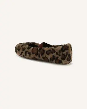 Moon Boot Leopard Teddy Ballerinas - Brown
