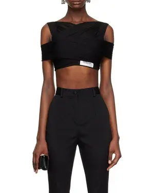 Dolce & Gabbana Dolce Gabbana Kim Crossed Shoulder Cropped Top