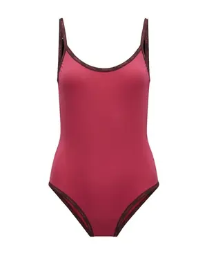 Moncler Logo Trim Swimsuit - Fuchsia