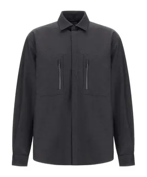 Herno Shirt In Stretch Fabric With Mélange Effect - Anthracite