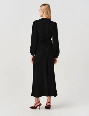 GHOST LONDON Edina V-neck Button Through Blouse - Black