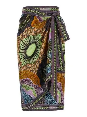 VLISCO DIALOGUES The Lune Pleated Mini Skirt In Tech Fabric Print - Multicolor