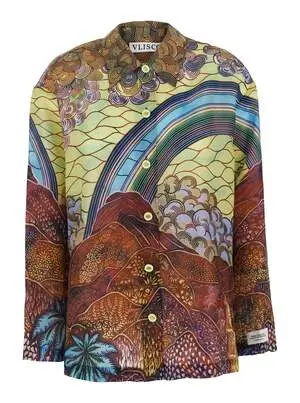 VLISCO DIALOGUES Meya Meya Tech Fabric Zip-front Jacket With Shirt Collar And Side Pockets For - Multicolor