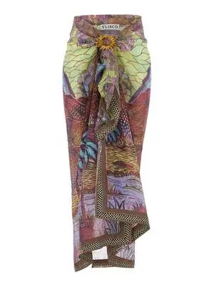 VLISCO DIALOGUES Tech Fabric Graphic Print Straight-hem Skirt - Multicolor