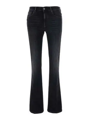 Ag Sophie High-waisted Flared Jeans With Logo Patch On Back - Grey