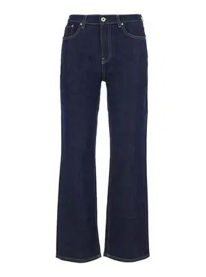 Ag Mid-rise Straight Jeans With Side Pockets - Blu