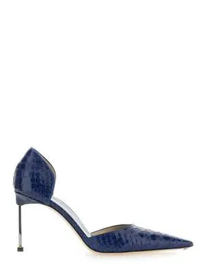 TOM FORD Pointed Toe Stiletto Pumps With Crocodile-embossed Leather And Metal Heel - Blu
