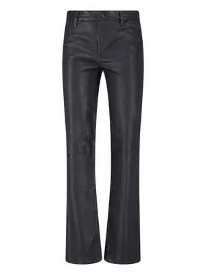 FRAME Leather Flared Trousers - Black