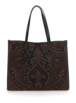Etro Shopping Lovetrotter L Jacquard Paisley Tote Bag Lined Fabric With Sturdy Handles And Internal Pockets - Brown