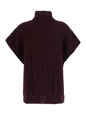 Etro High-neck Knit Sweater With Wide Short Sleeves - Brown