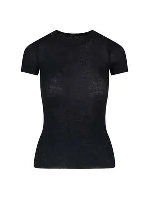JAMES PERSE Fitted Ribbed Crewneck T-shirt - Black
