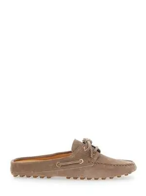 TOD`S Tod's Side-lace Loafers In Suede With Rounded Toe And Contrast Stitching - Brown