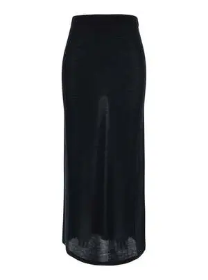 SEMICOUTURE Angie Virgin Wool Midi Skirt With Elasticated Waist - Black