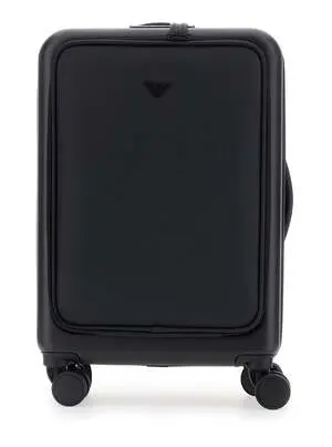 Emporio Armani 36x55.5x23 Cm Trolley Suitcase With Logo Patch And Four Wheels - Black