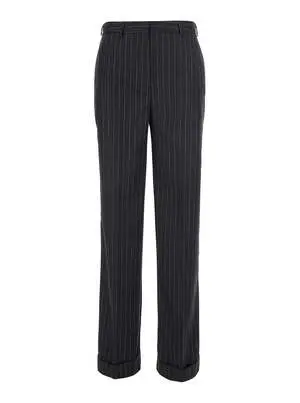 SEMICOUTURE Lola Stripe Wool-blend Regular-fit Pants For - Grey