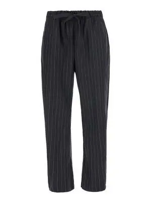 SEMICOUTURE Buddy Striped Wool-blend Pants For With Elastic Waist - Grey