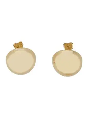 SEMICOUTURE Semicircle Round Mini Button Earrings In Brass With Back Closure - Metallic