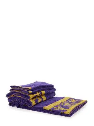 Versace Five-piece Cotton Baroque Towel Set - Violet