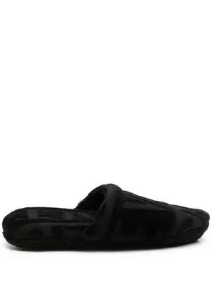 Versace Ecoleather Bath Slippers With Soft Sole - Black