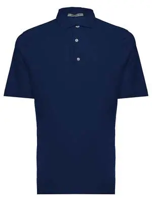 GAUDENZI 100% Cotton Classic Collar Polo Shirt With Short Sleeves And Button-front - Blu