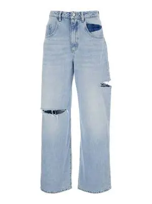 ICON DENIM LOS ANGELES Iconic Poppy Wide-leg Jeans With Frayed Hems And Side Pockets - Blu