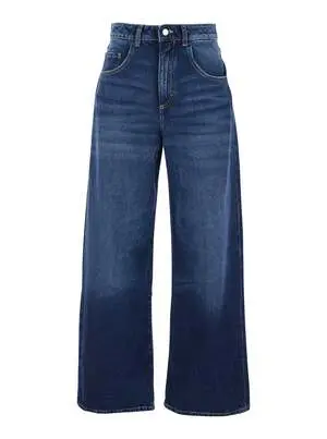 ICON DENIM LOS ANGELES Wide Leg Jeans With Back Logo Patch - Blu
