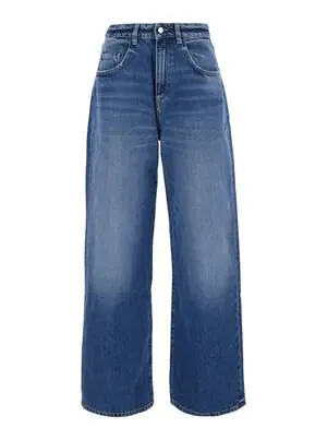 ICON DENIM LOS ANGELES Poppy Straight Wide-leg Jeans With Back Logo Patch - Blu