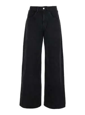 ICON DENIM LOS ANGELES Poppy Logo Patch Wide-leg Jeans For - Black