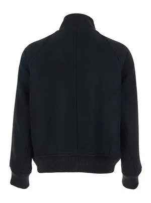 AFTER PRAY Wool Blend High-collar Zip Jacket With Welt Pockets