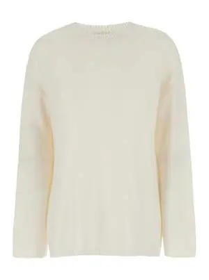 ALLUDE Relaxed Cashmere Crewneck Sweater - White