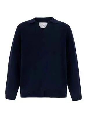 Soft Goat Heavy Cashmere Polo Collar Long Sleeve Jersey For
