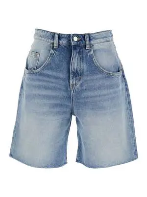 ICON DENIM LOS ANGELES Logo Patch Wide-leg Bermuda Shorts - Blu