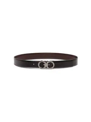 FERRAGAMO Reversible Leather Belt With Double Hook Metal Buckle, 3.5 Cm - Brown