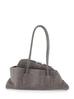 Attico Passeggiata Suede Mini Shoulder Handbag With Two Top Handles - Grey