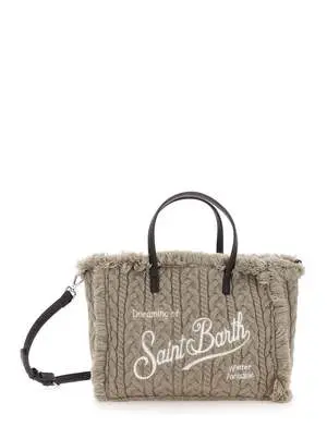 MC2 SAINT BARTH Wool Braid Tech Fabric Shoulder Handbag With No-closure Design - Grey